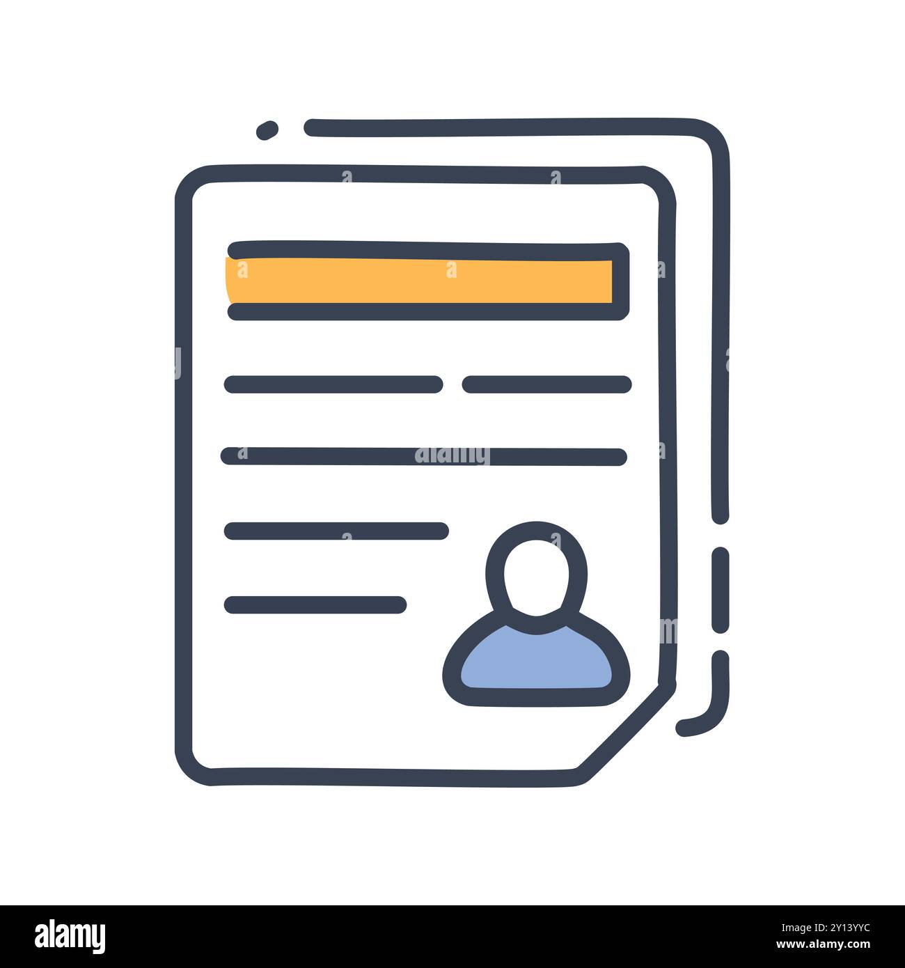 Profile document icon. Hand drawn style icon of a profile document with ...