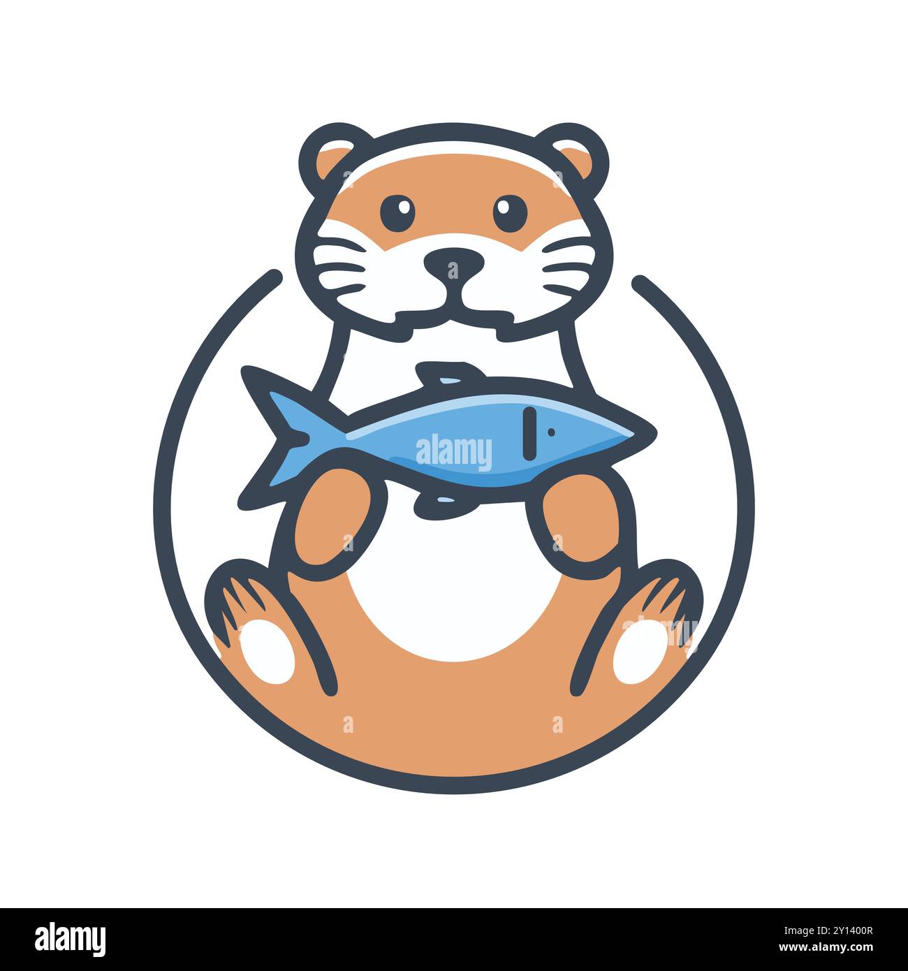 Otter holding fish. Adorable otter holding a fish, symbolizing catching ...