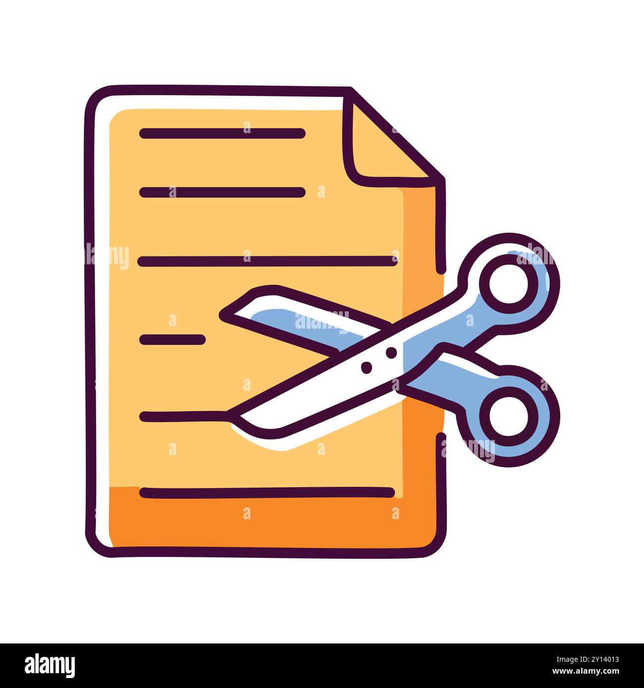 Cut Paper Document Scissors Cut Through A Document Representing