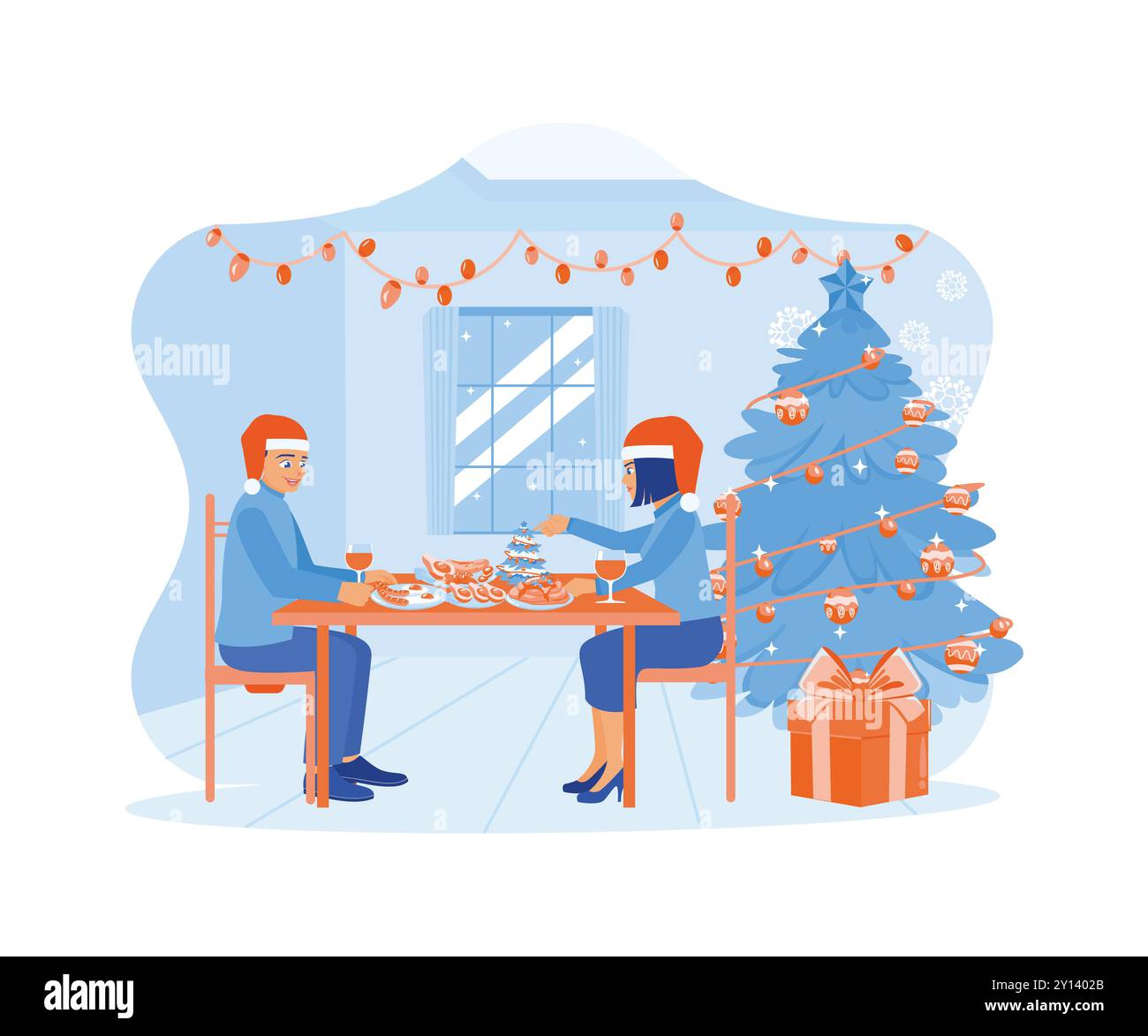 Couple in festive hats Stock Vector Images - Alamy
