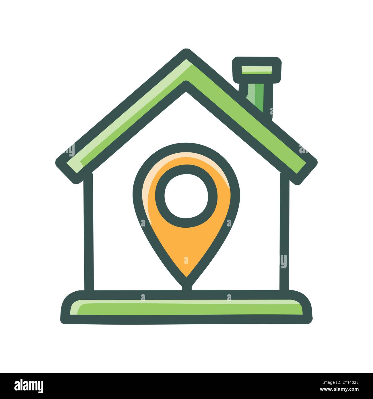 Home location icon. Simple icon of a home with a location pin inside ...