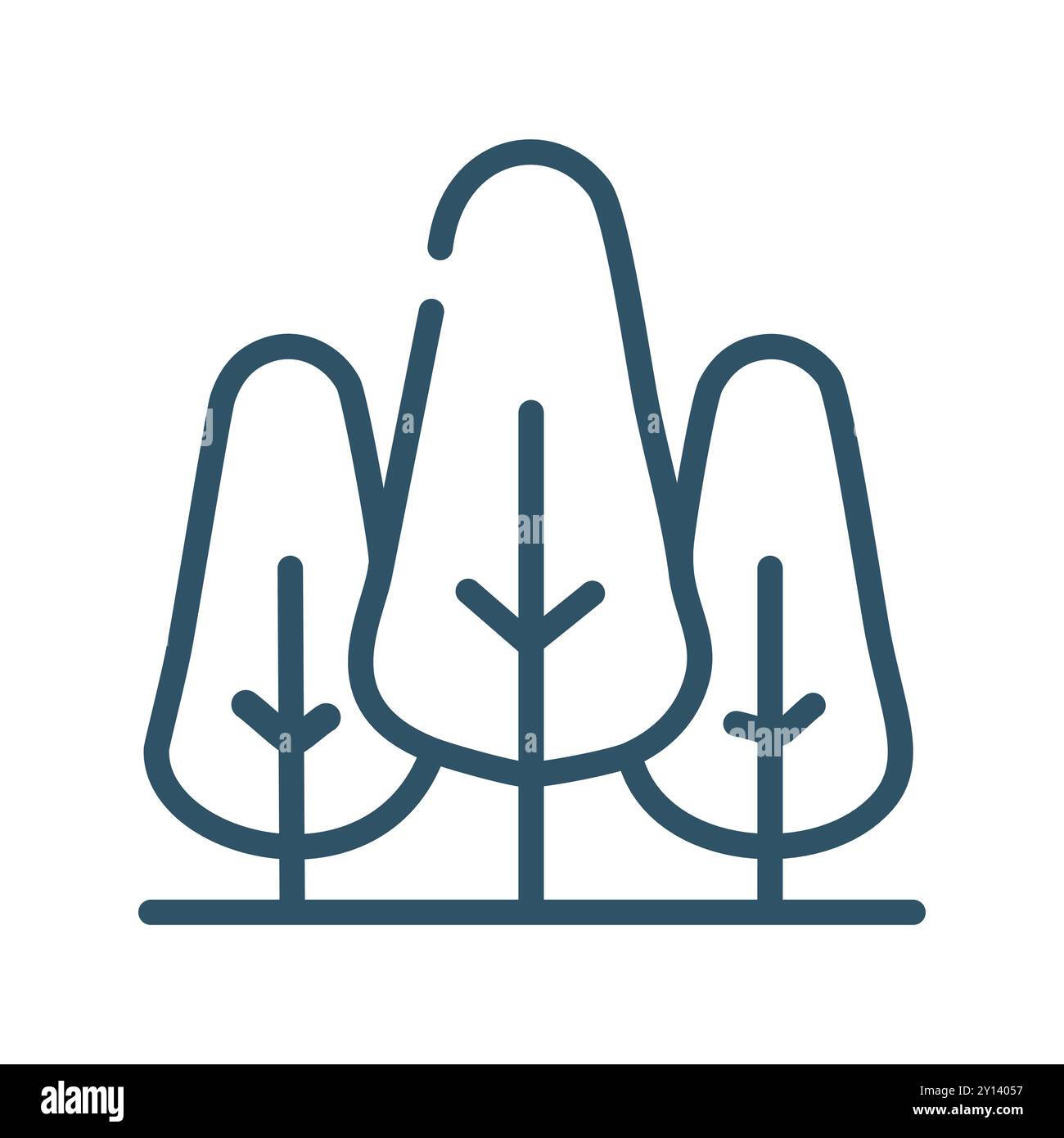 Tree icon set. Simple line art icon set depicting three trees ...