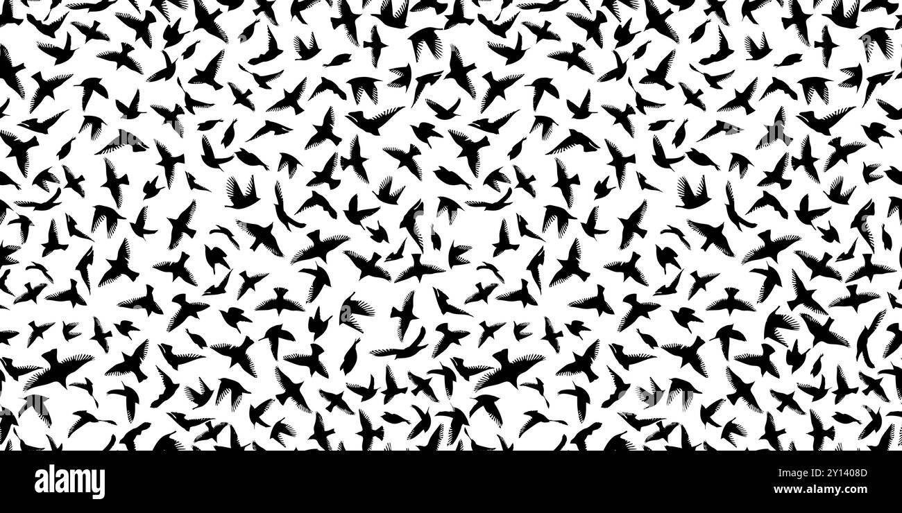Seamless background black birds. hand drawing. Not AI. Vector ...