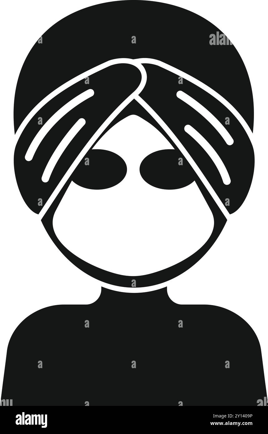 Simple black and white vector icon of a man wearing a turban Stock ...