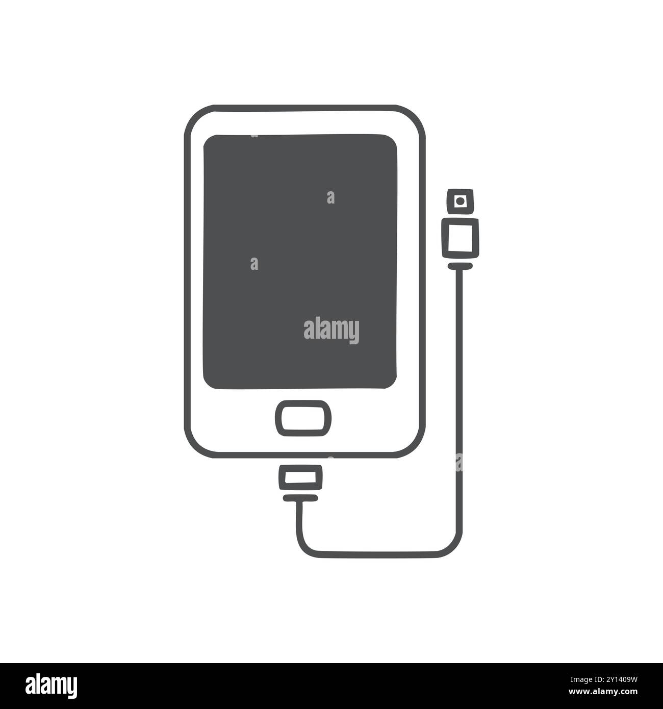 Phone charging icon. Simple illustration of a phone connected to a ...
