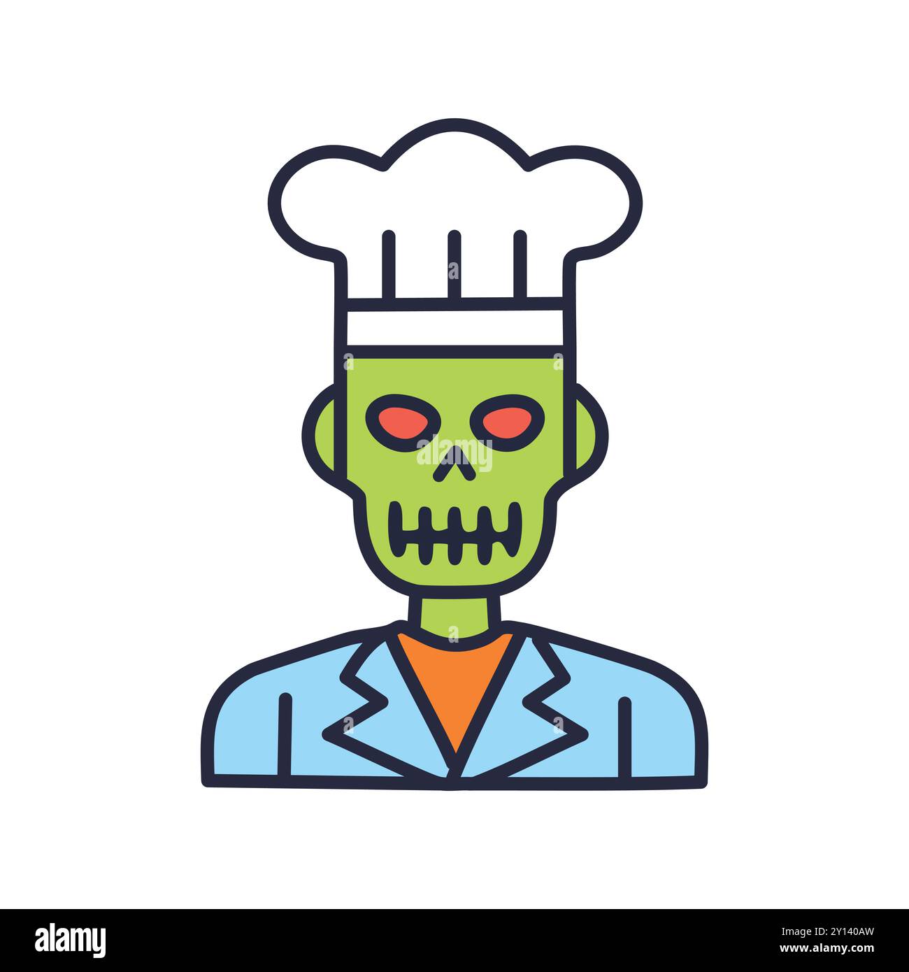 Zombie chef. Green zombie chef with a hat. Spooky Halloween cooking ...