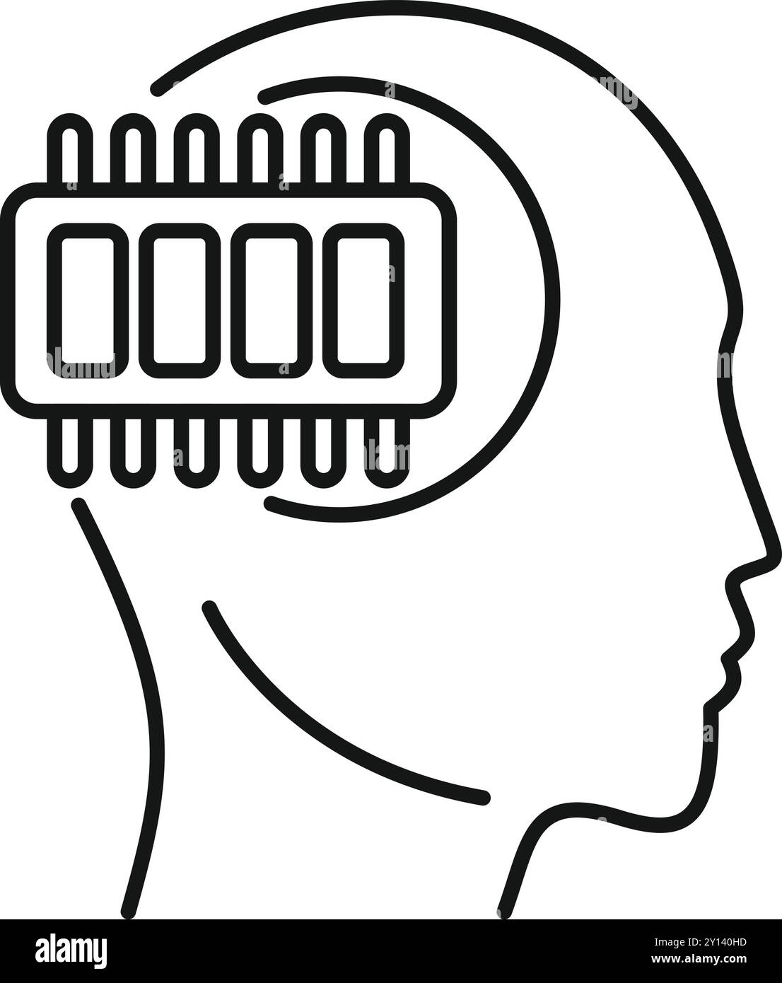Human head profile with microchip for brain representing artificial ...