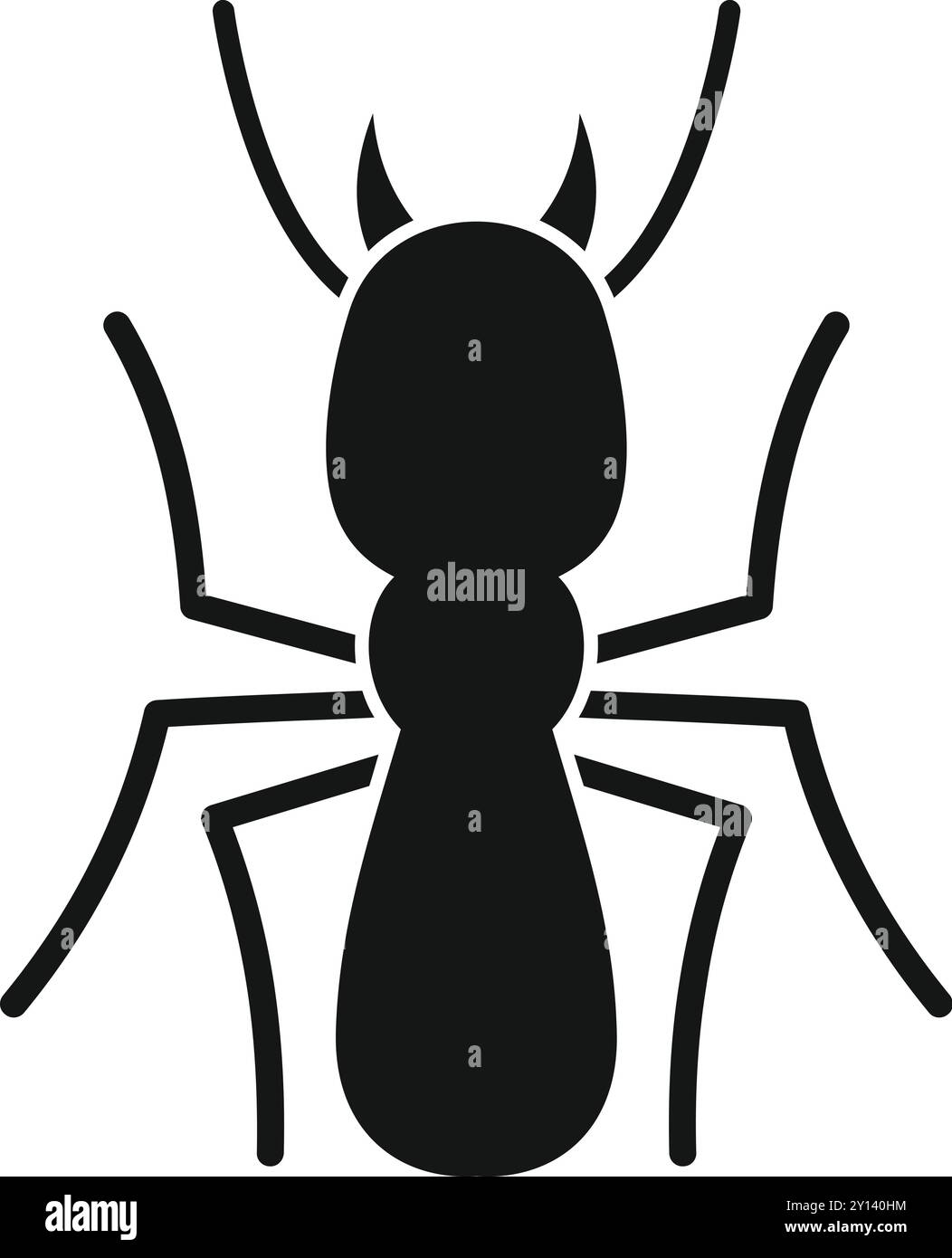 Simple black and white vector icon of a termite bug spreading its legs ...
