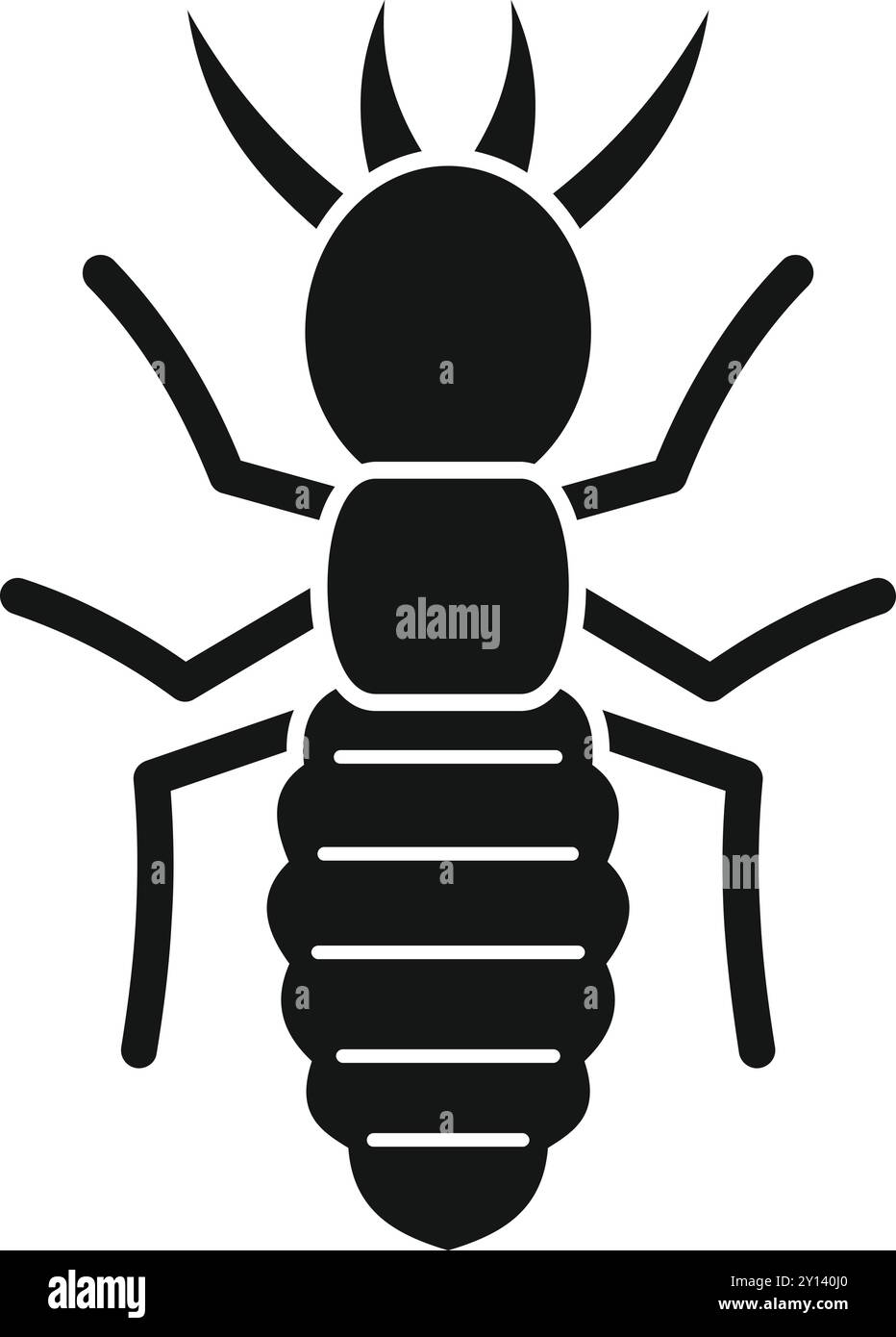 Black silhouette of a big termite insect spreading its legs with a big ...