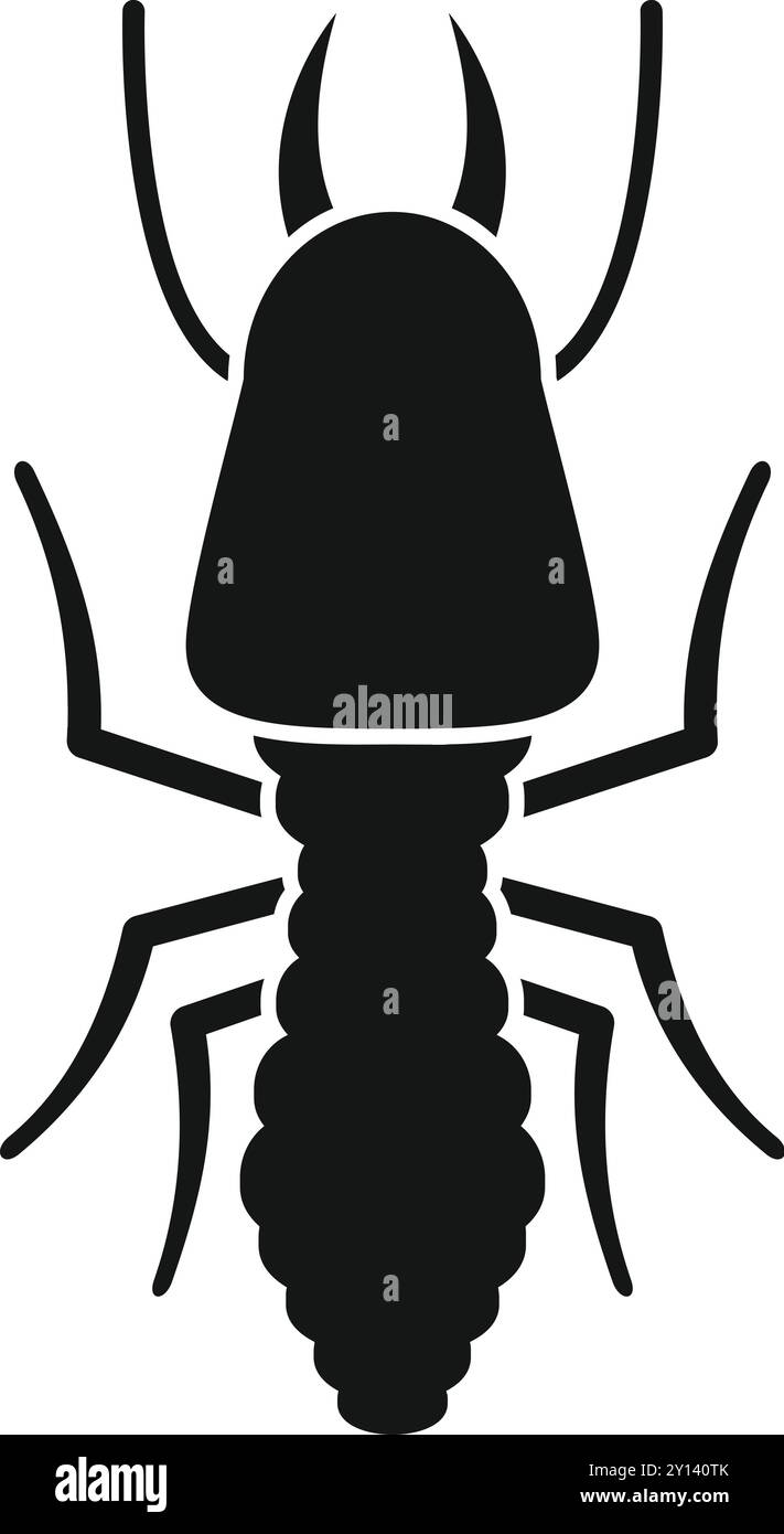 Black and white icon silhouette of a termite insect spreading its legs ...