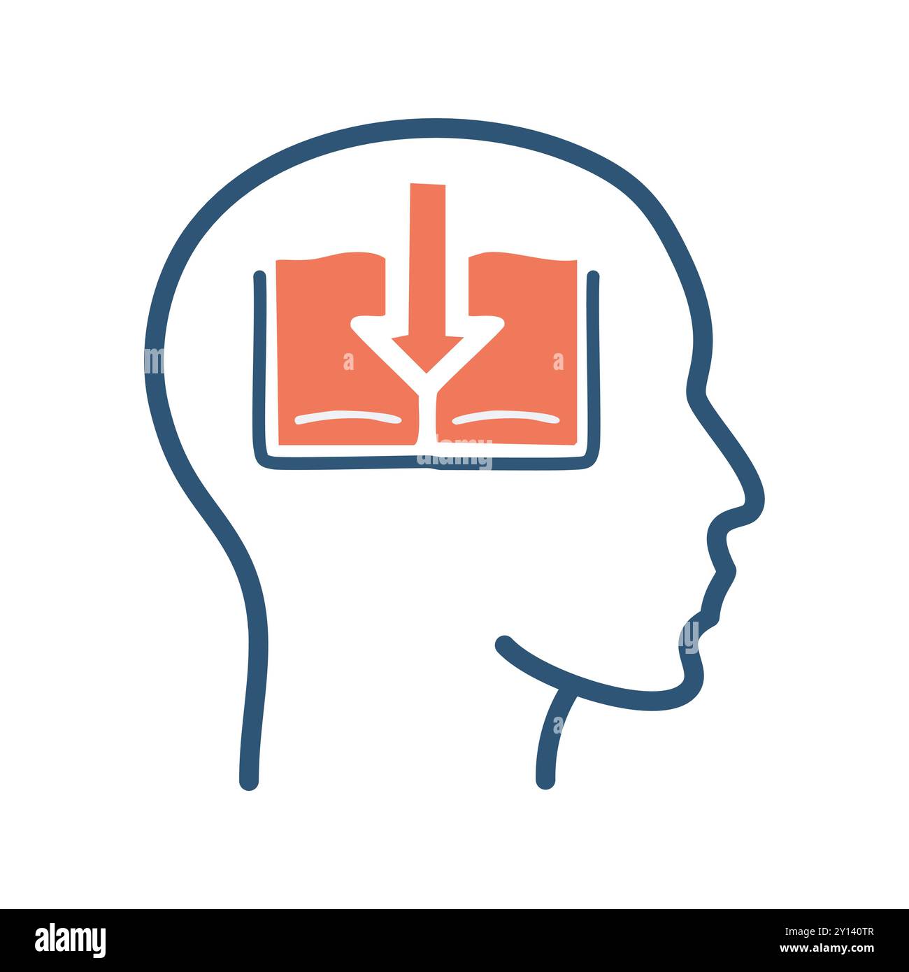 Learning & knowledge. Illustration of a book entering a head ...