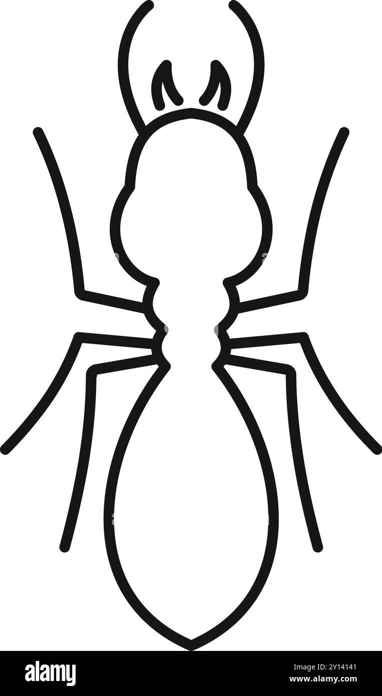 Simple and minimal black and white line drawing of an ant walking on ...