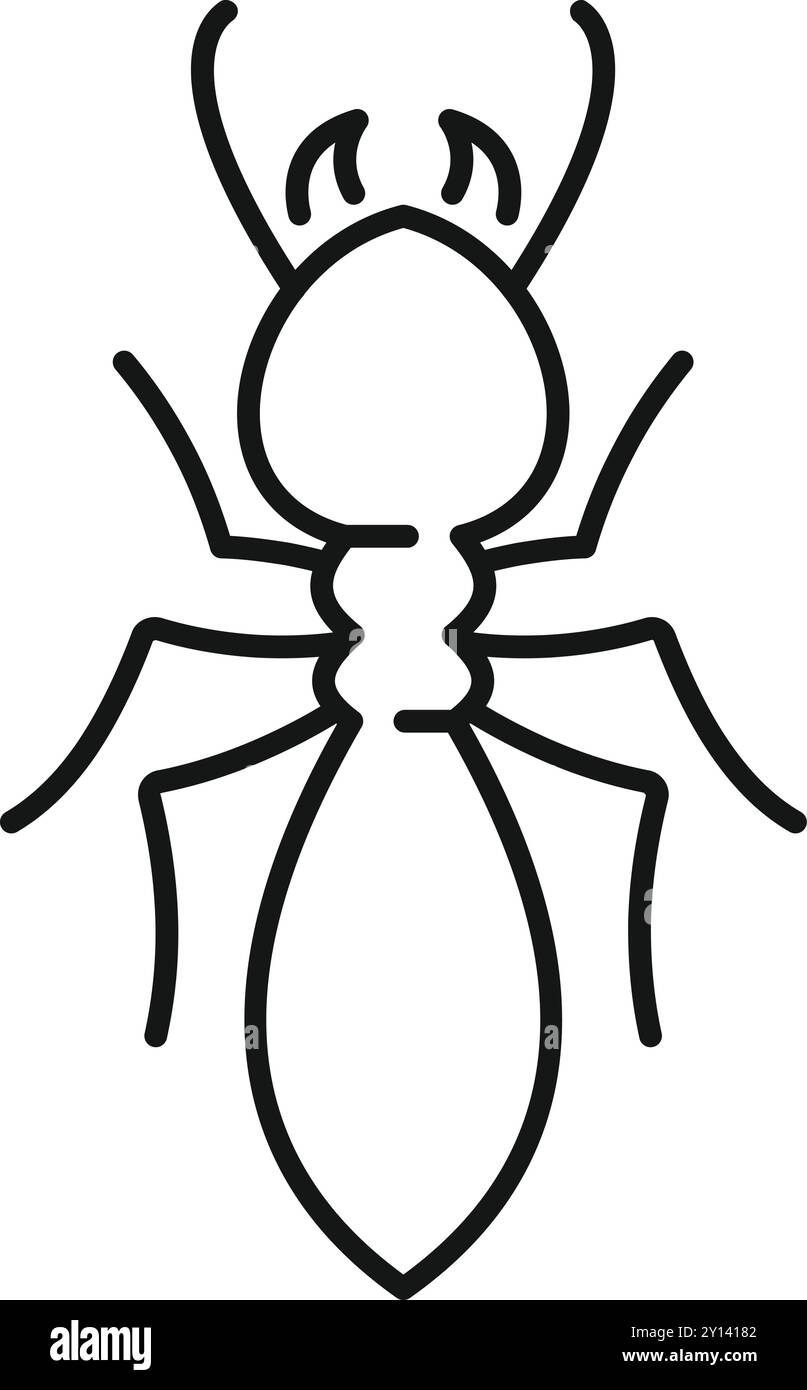 Simple black and white line art of an ant crawling useful for biology ...