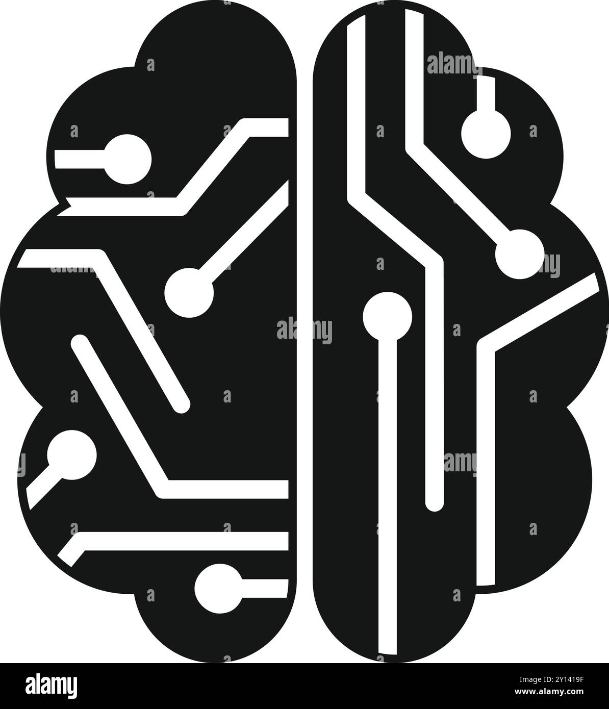 Electronic brain with circuit board texture representing artificial ...