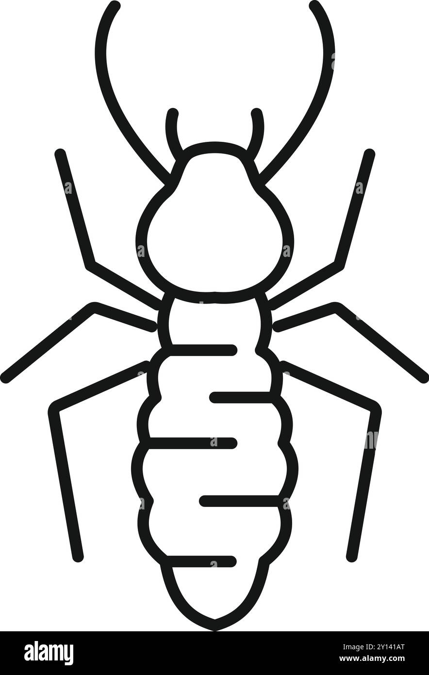 Simple black and white vector icon of a big termite insect standing on ...