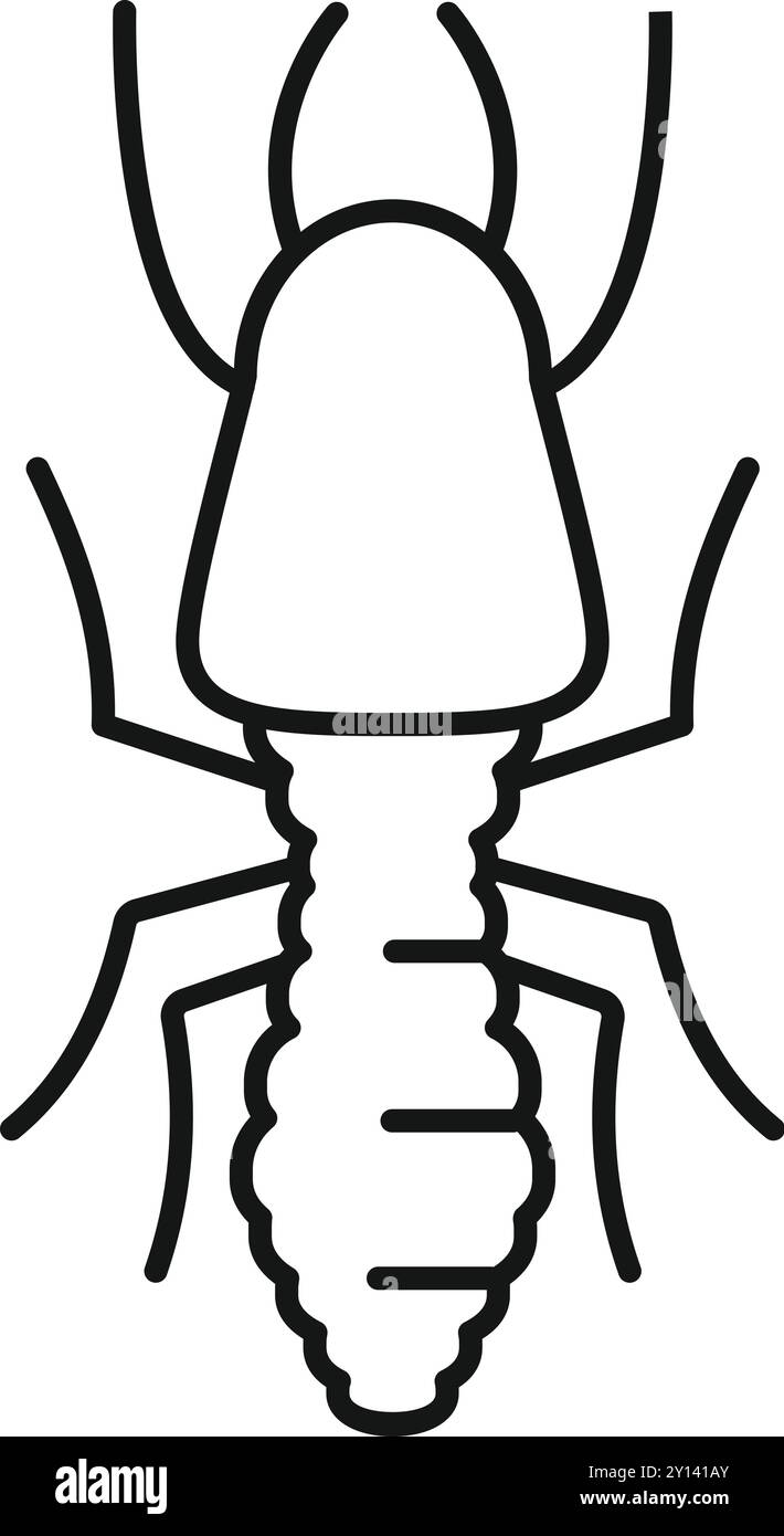 Simple line art vector illustration of a termite insect, good for logos ...