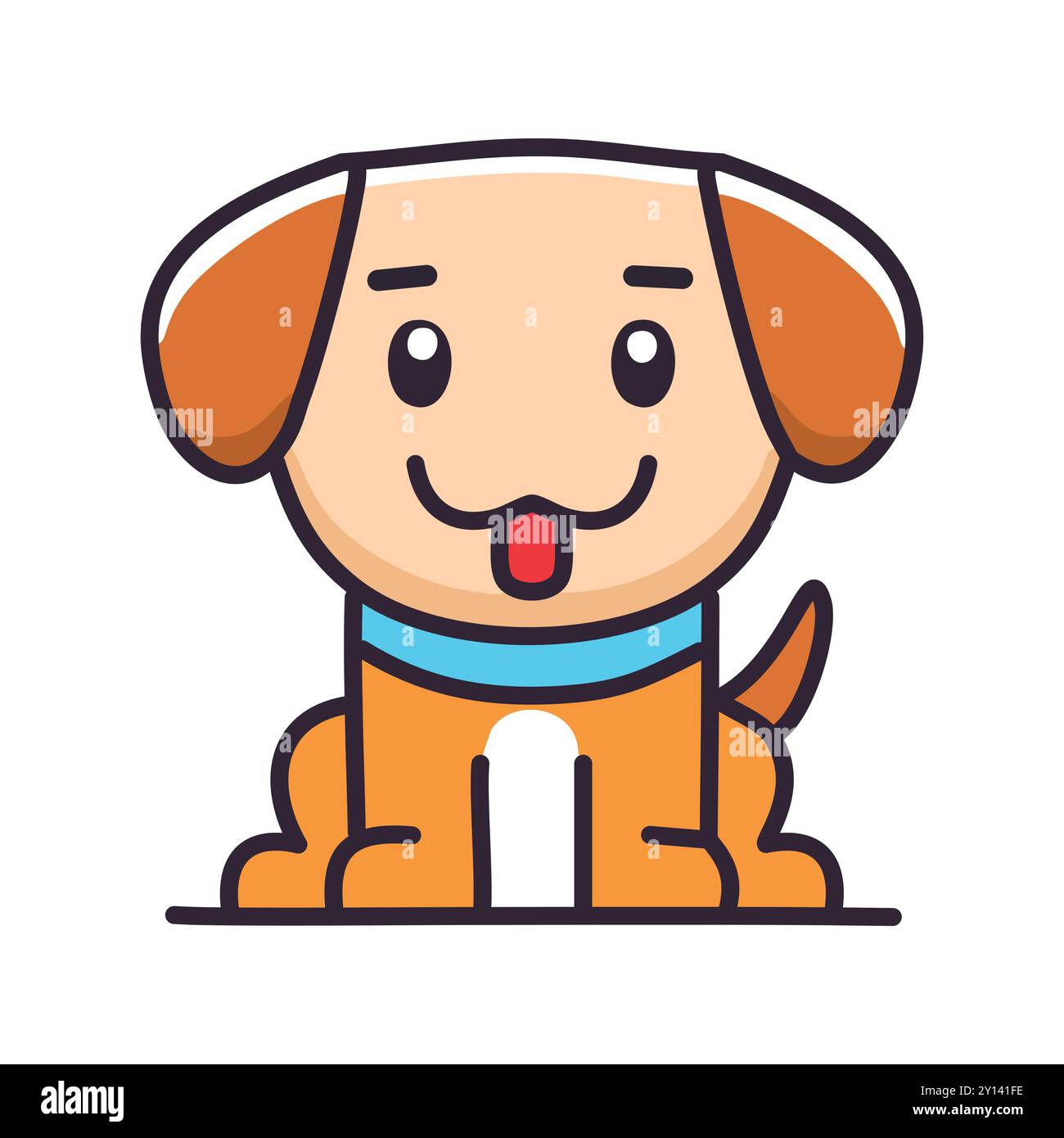 Cute dog cartoon. Adorable cartoon dog with big eyes and a playful ...