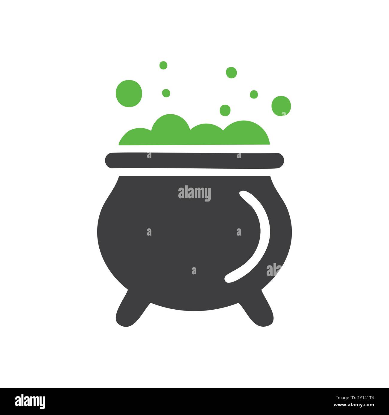 Potion cauldron. A black cauldron with green potion bubbling inside ...