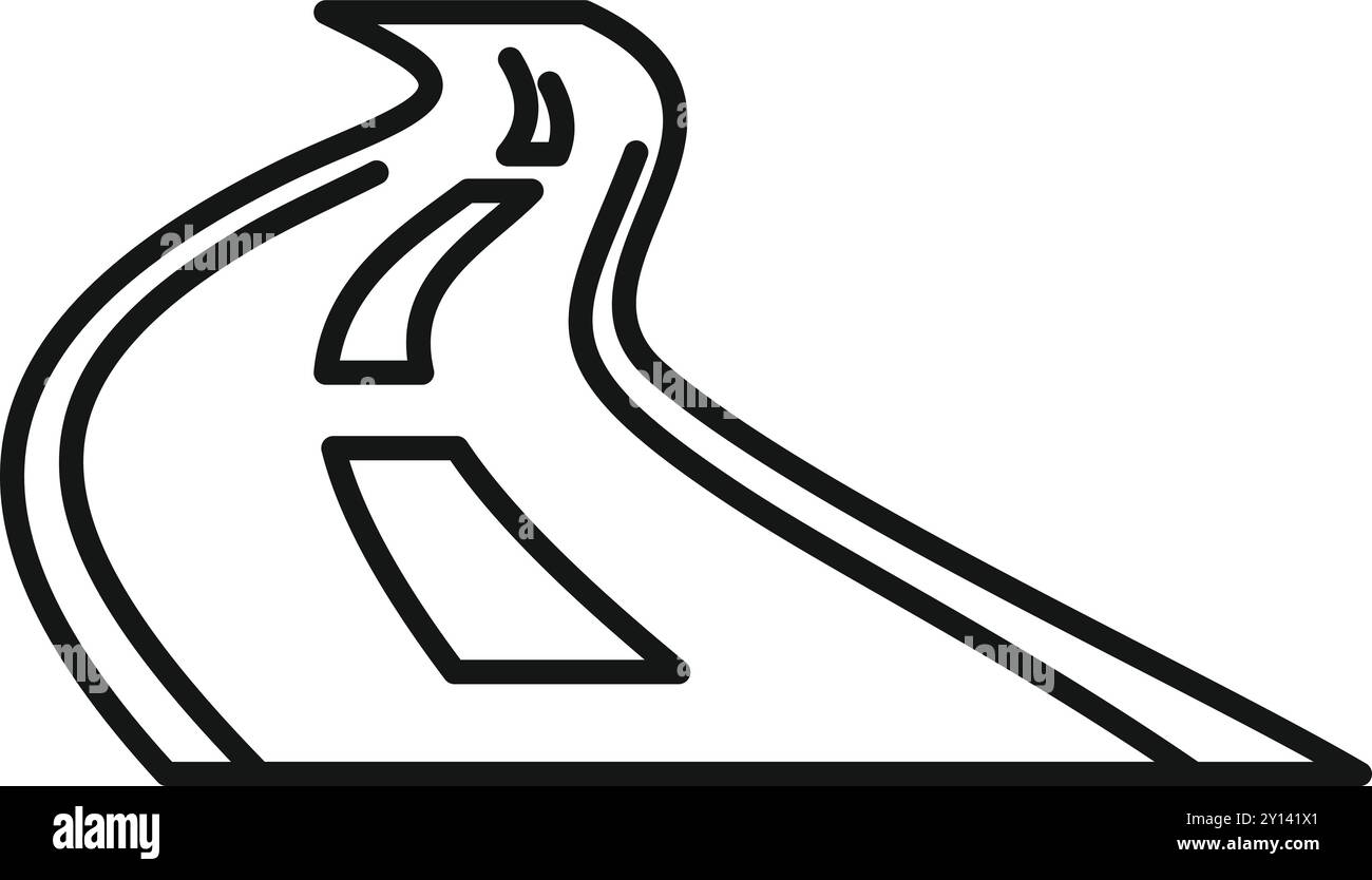Simple line drawing of a long and winding road disappearing into the ...