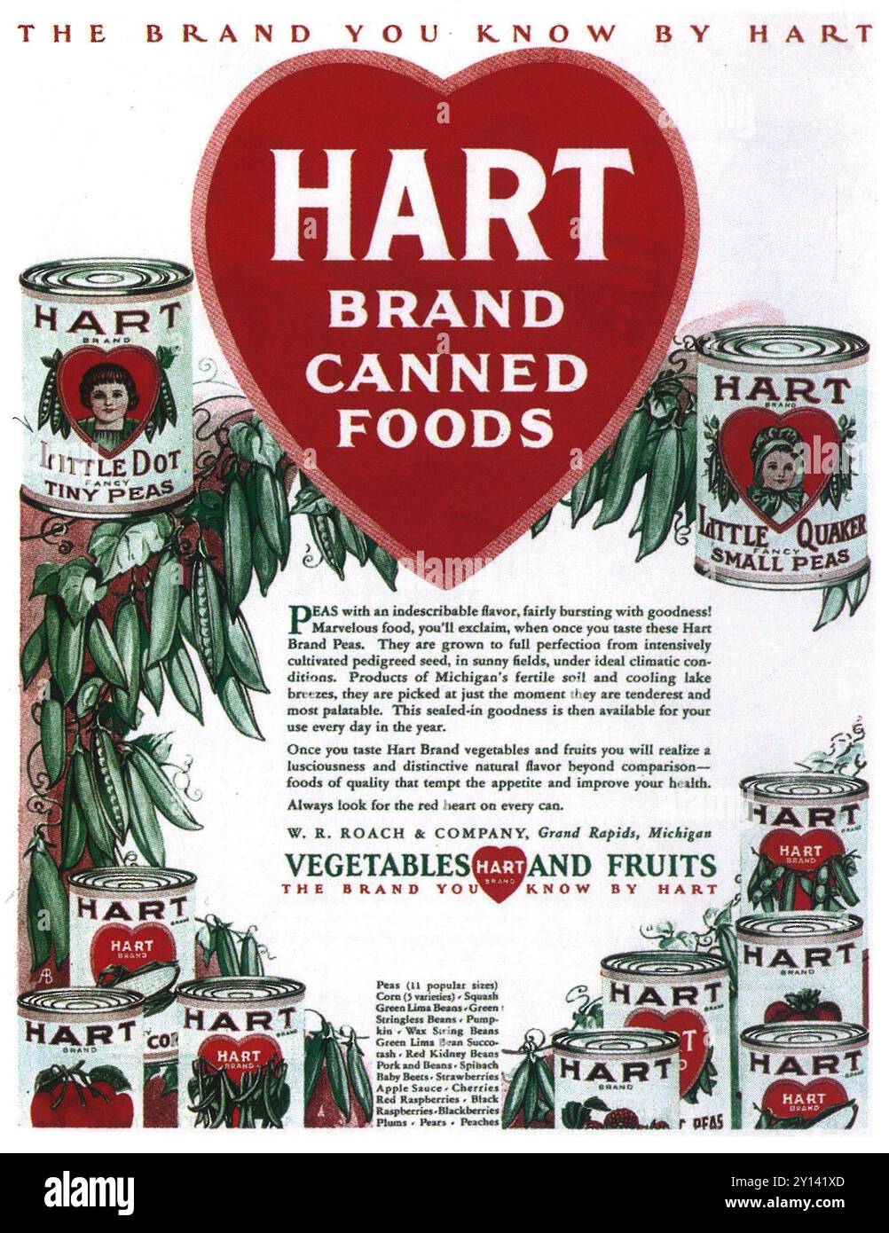 1928 Hart Brand Canned Foods Ad Stock Photo - Alamy