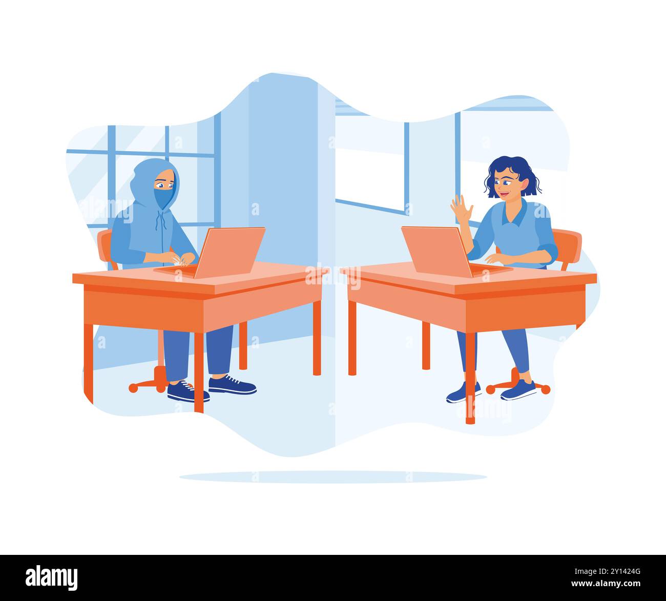 Young woman laptop dangerous Stock Vector Images - Alamy