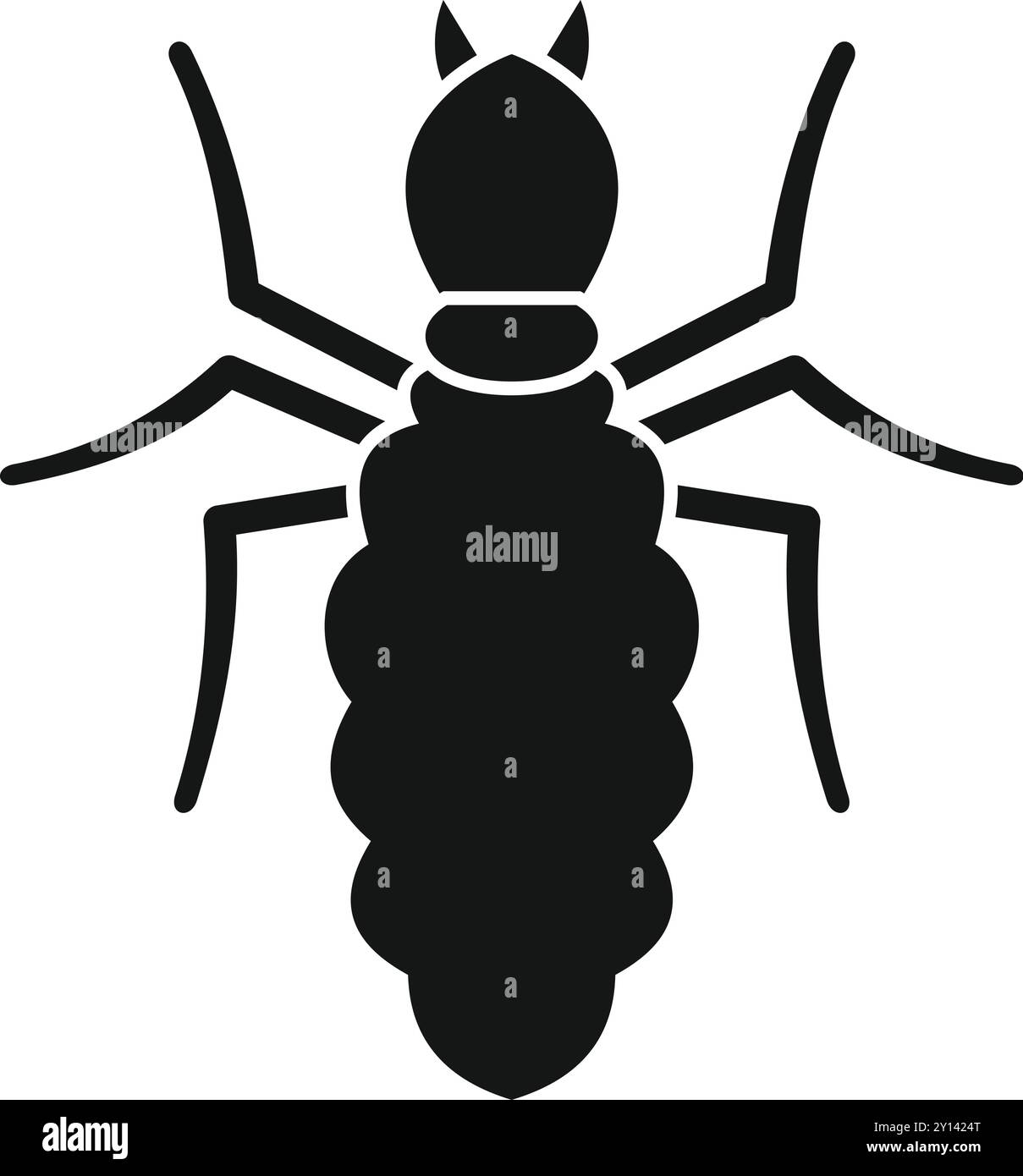 Simple vector icon of a black ant crawling, viewed from above, isolated ...