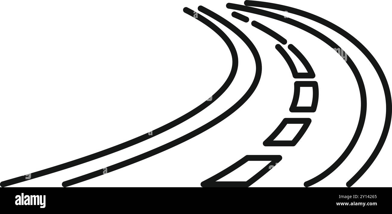 Minimalist line art illustration of a winding road curving into the ...