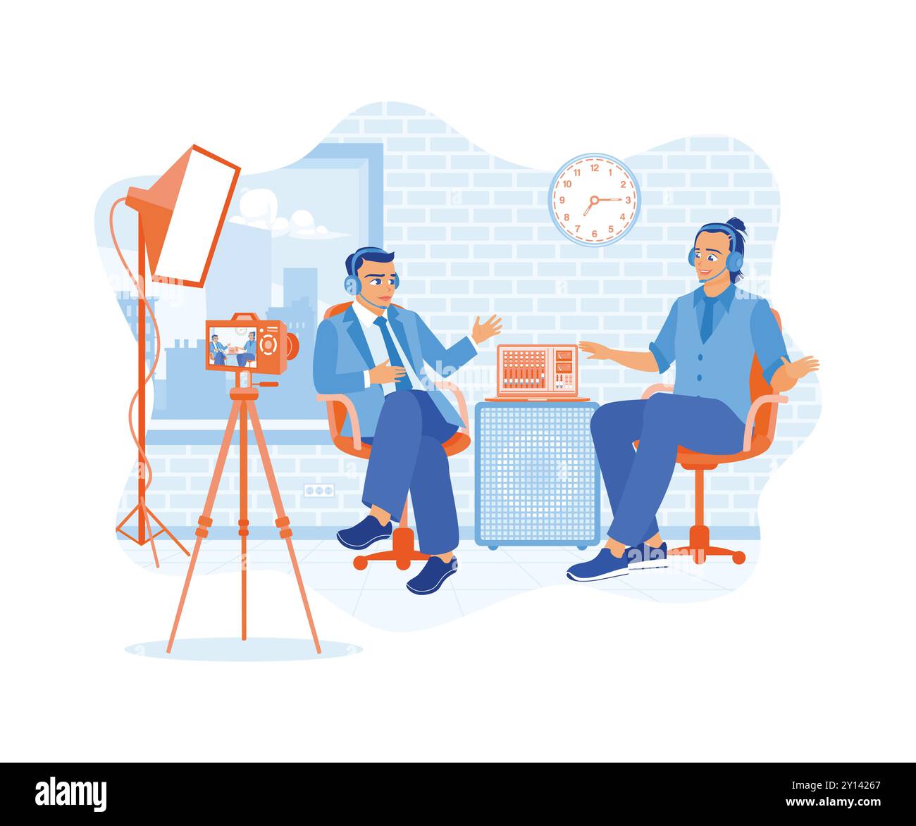 Happy influencer in studio Stock Vector Images - Alamy