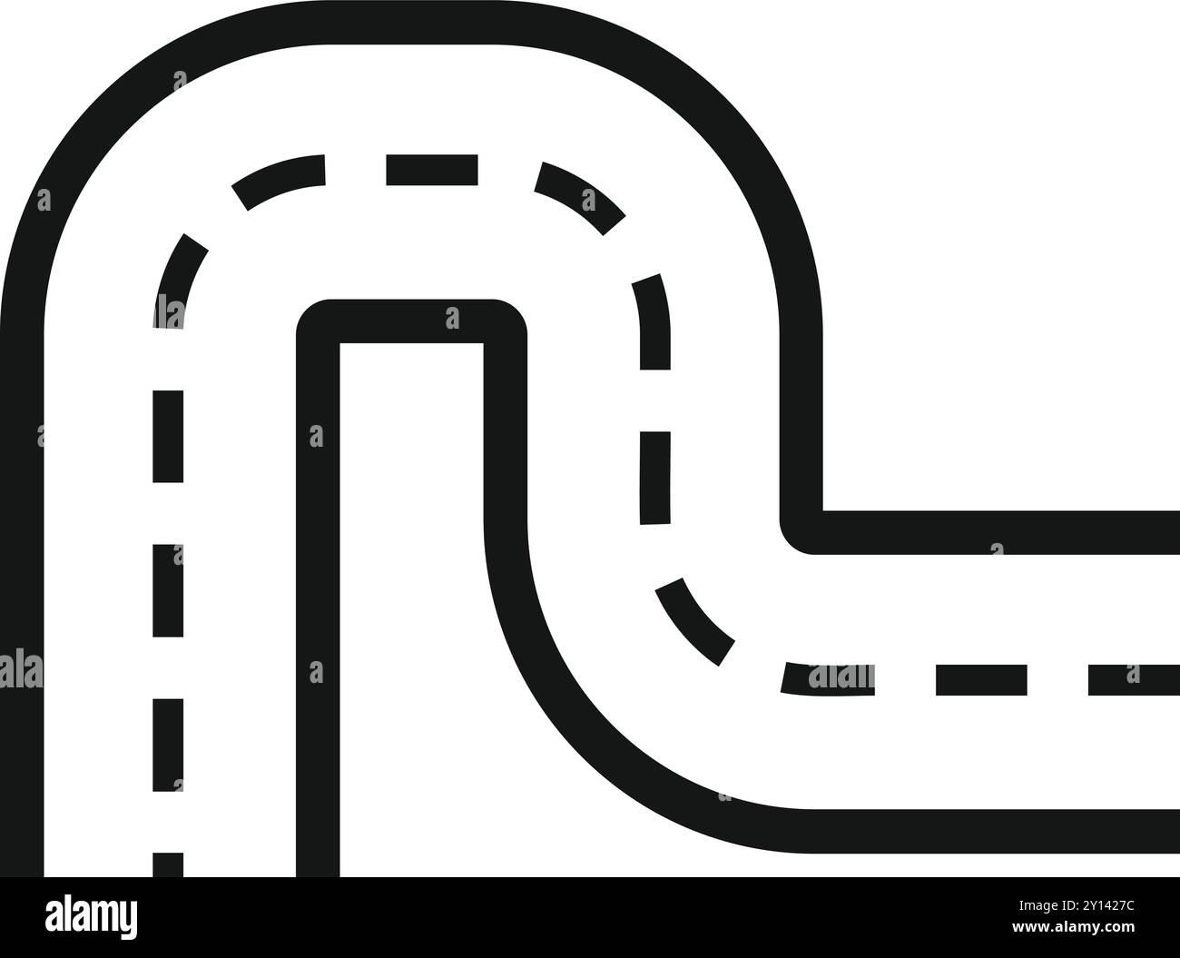 This simple icon depicts a winding road, representing a journey, a ...