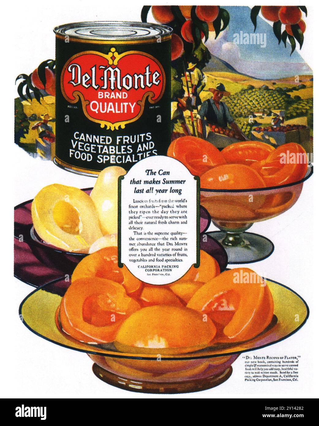 1921 Del Monte Canned Fruits And Vegetables Ad Stock Photo - Alamy