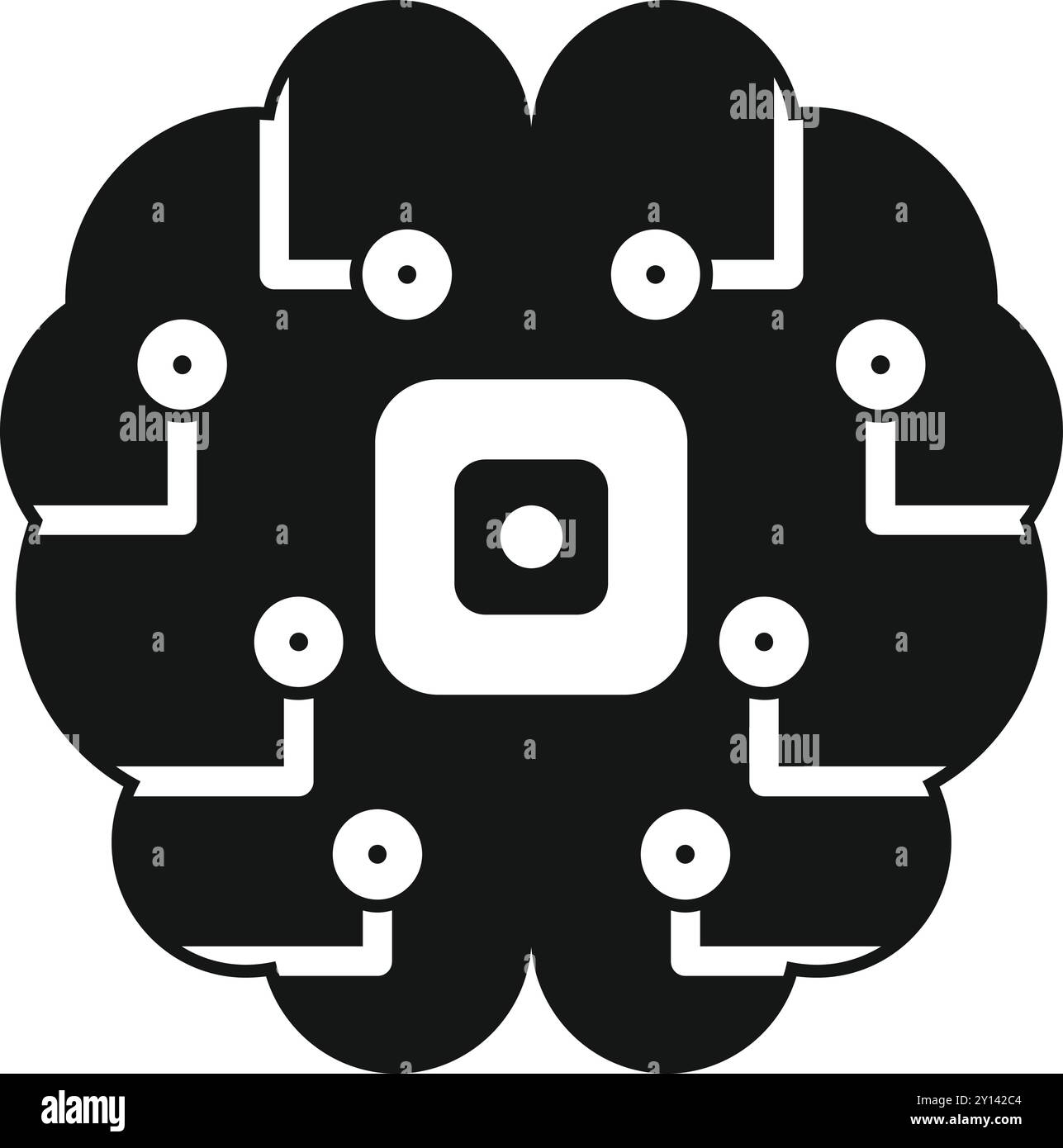 Artificial intelligence brain showing machine learning process with cpu ...