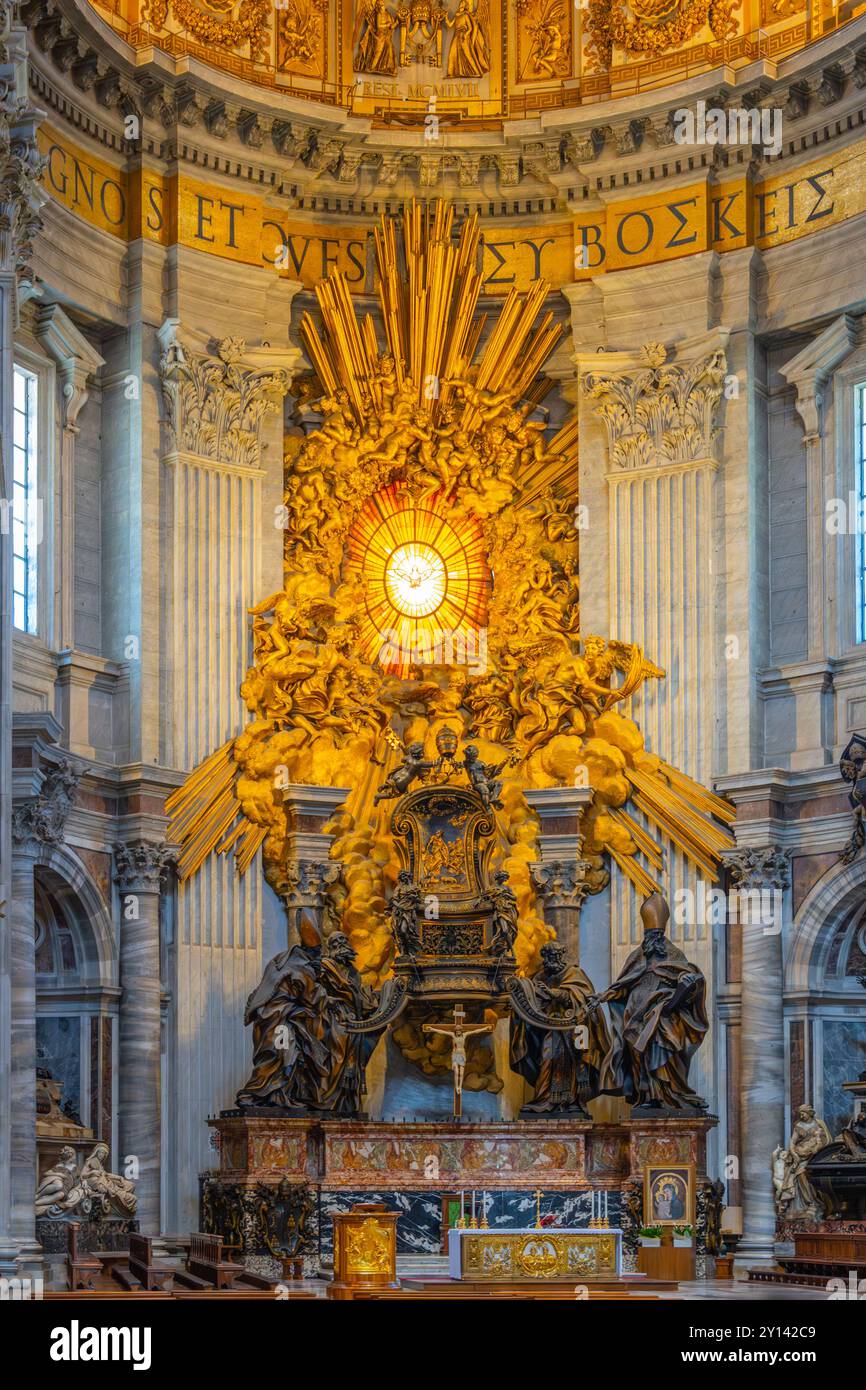 The apse of St. Peter's Basilica displays St. Peter's Cathedra ...