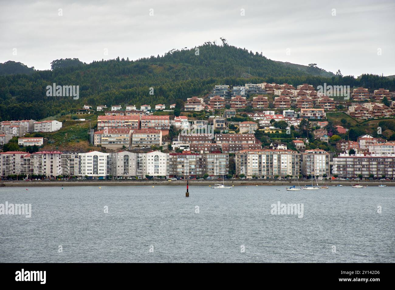 Charming coastal village of Bayona, located in Pontevedra, Spain, as ...