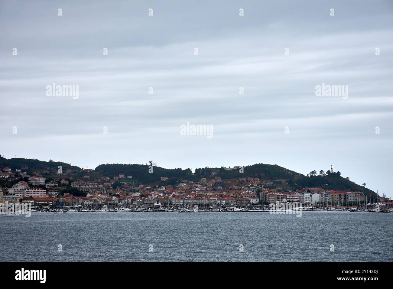 Charming coastal village of Bayona, located in Pontevedra, Spain, as ...
