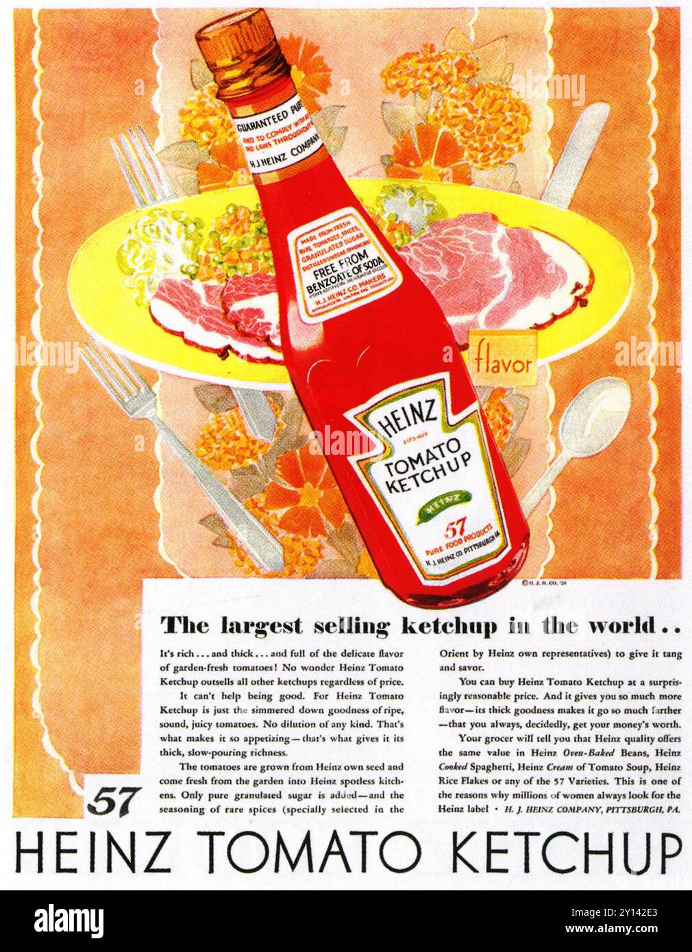 1929 Heinz 57 tomato ketchup ad Stock Photo - Alamy