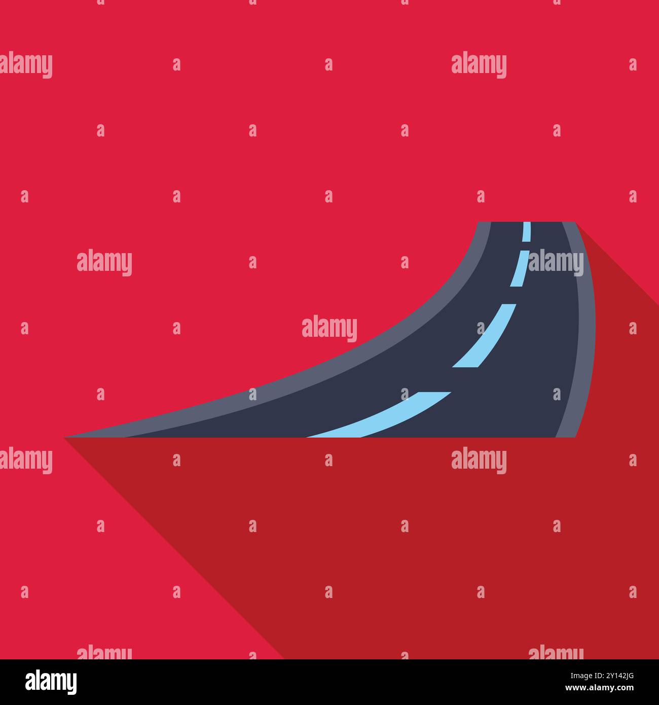 Simple vector illustration of a flat design asphalt road turning corner ...