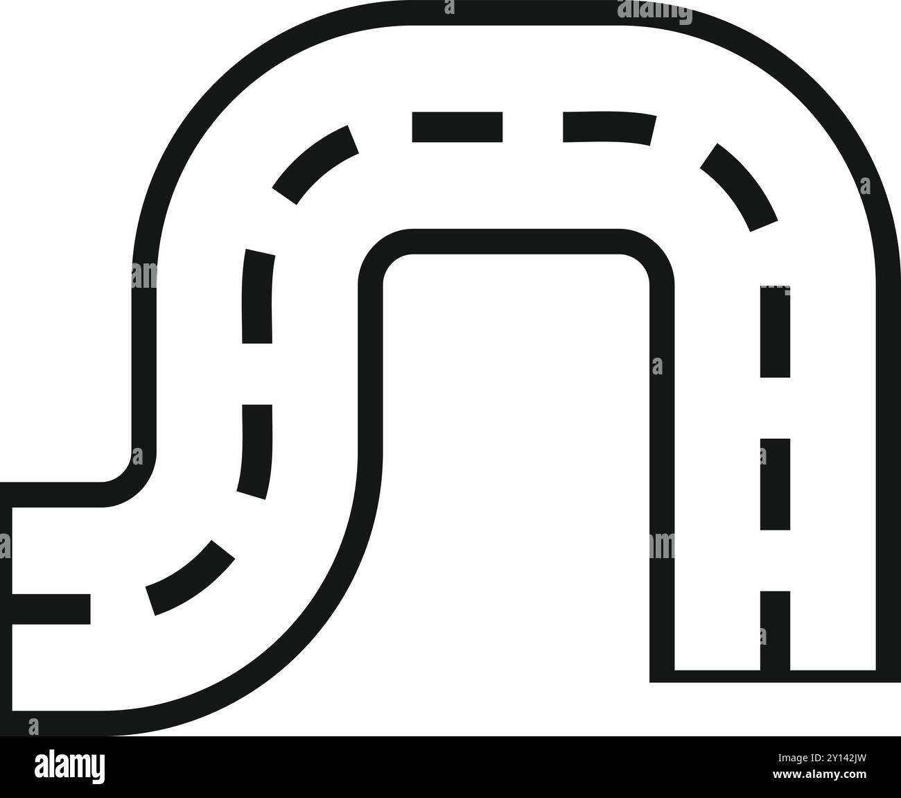 Simple black and white vector icon of a winding road, perfect for representing a journey or path ...