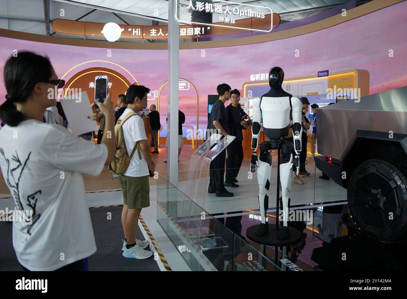 SHANGHAI, CHINA - SEPTEMBER 5, 2024 - Spectators look at Tesla's Core ...