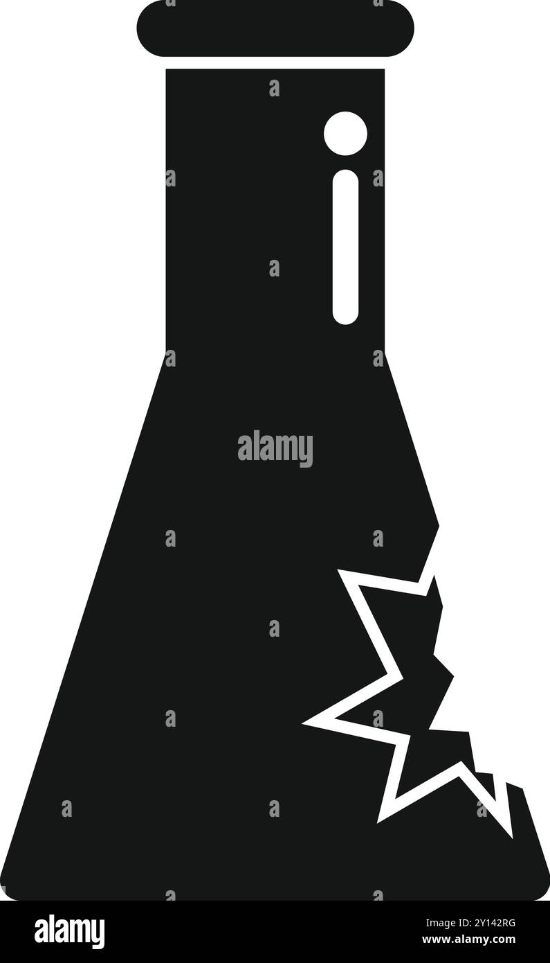 Simple vector icon of a broken chemical flask, indicating a failed ...