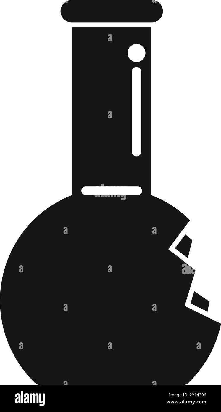 Black silhouette of a broken chemistry glass flask, indicating a failed ...
