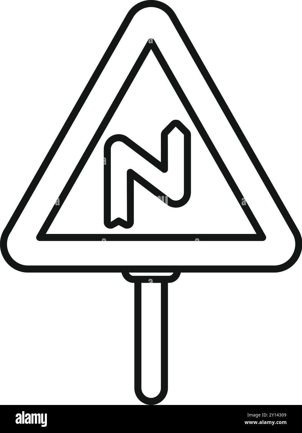 Triangular warning road sign indicating double curve ahead Stock Vector ...