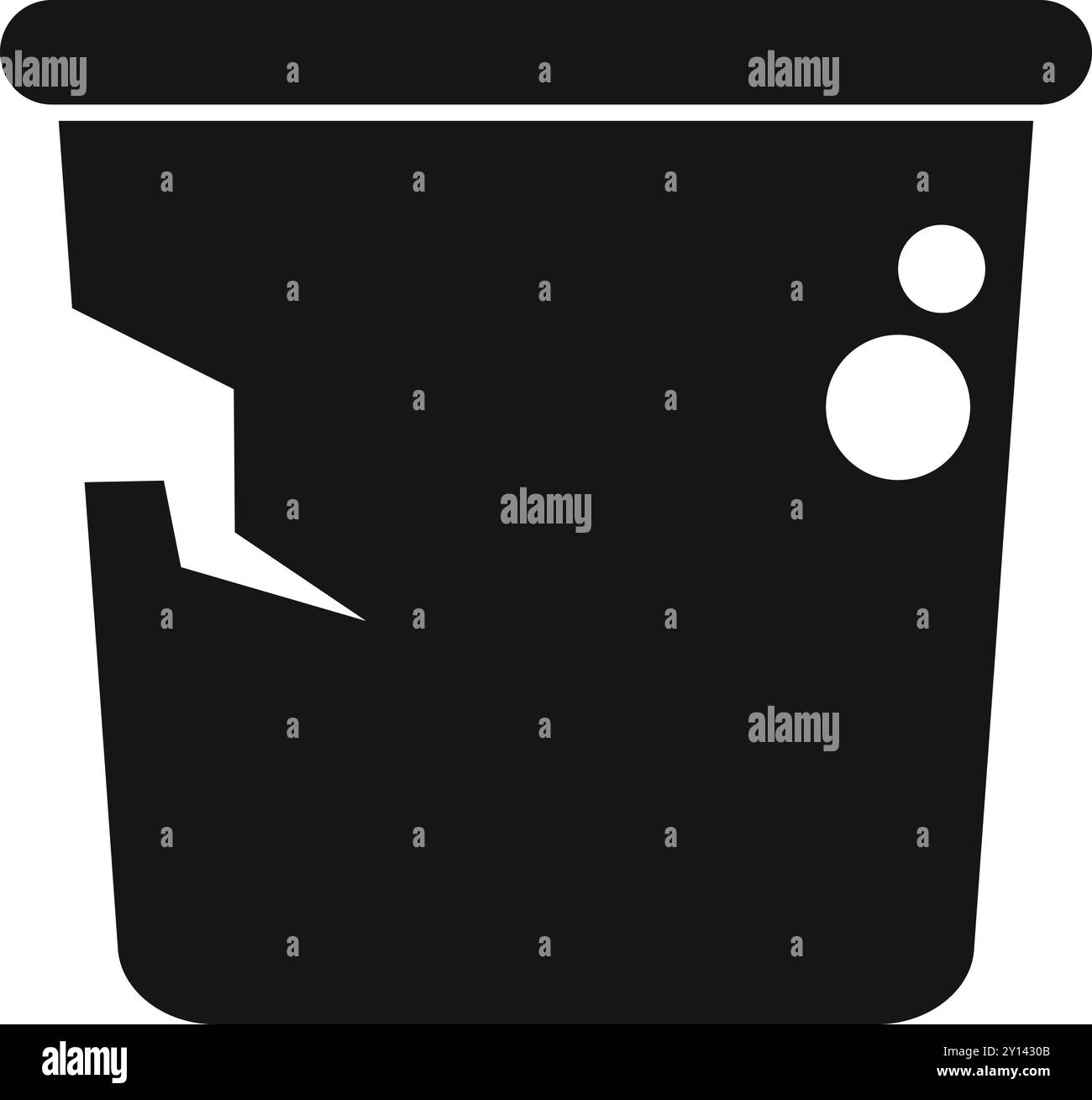 Simple vector showing a black bucket with a crack in its side, perfect ...