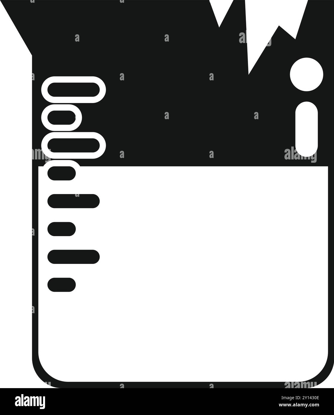 Simple black and white icon of a broken beaker, suggesting a failed ...