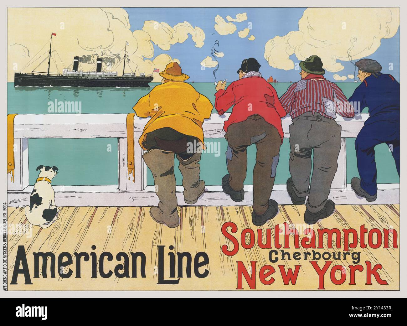 American Line. Southampton - Cherbourg - New York by Henri Cassiers ...