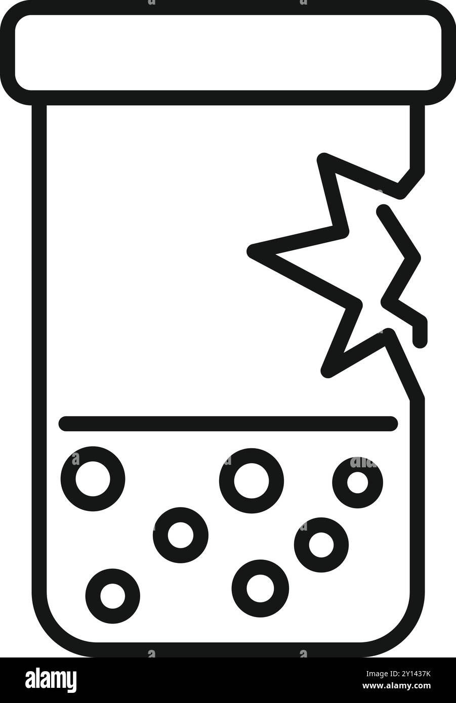 Simple outline icon of a test tube with bubbles exploding, representing ...