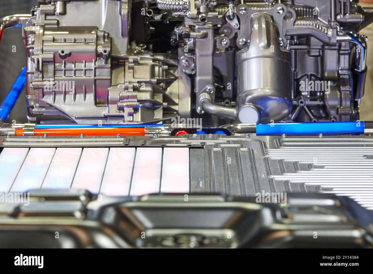 Car engine block and battery. detail Motor industry. Automotive ...