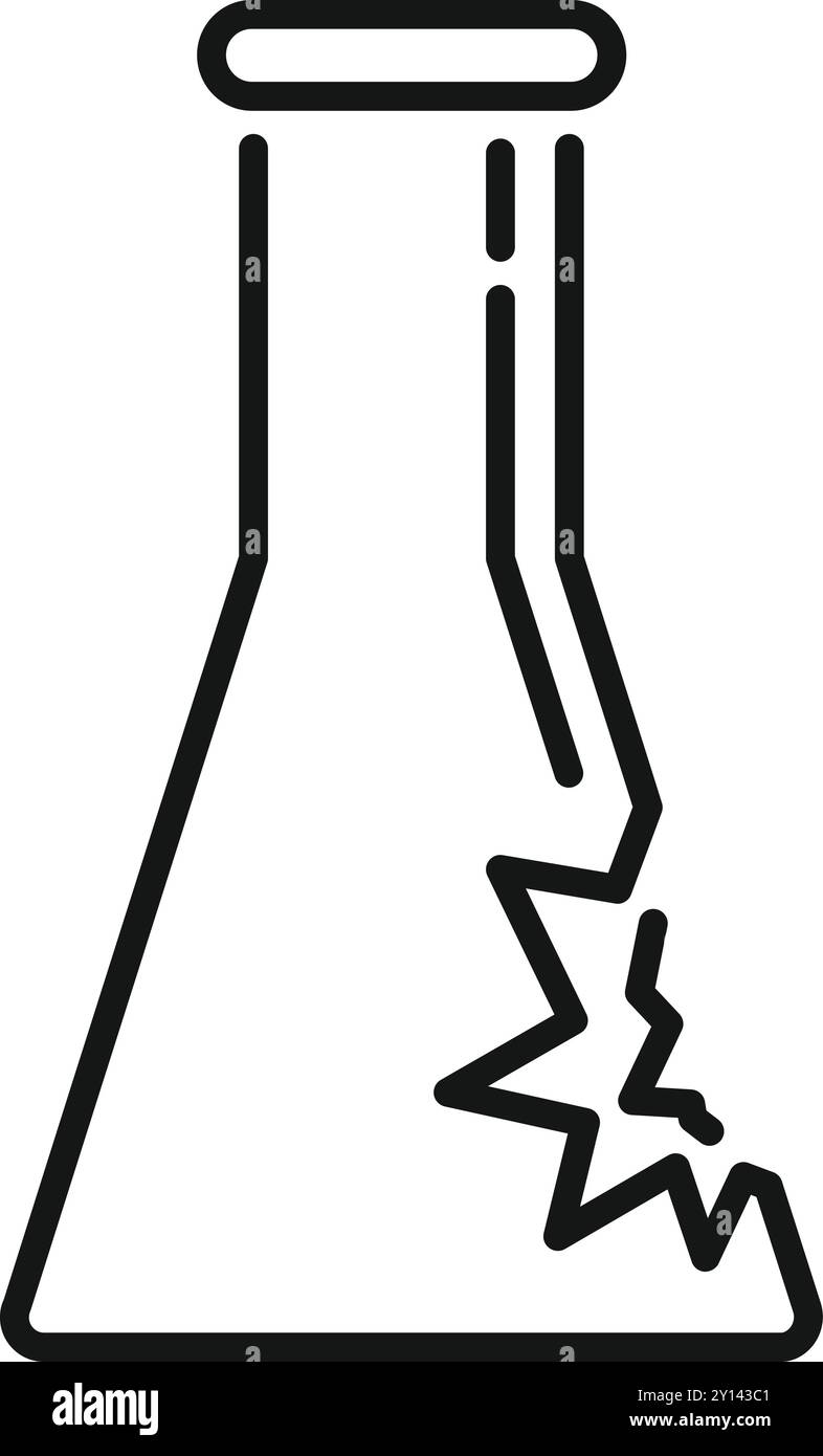 Simple broken flask icon representing the dangers of working in a lab ...