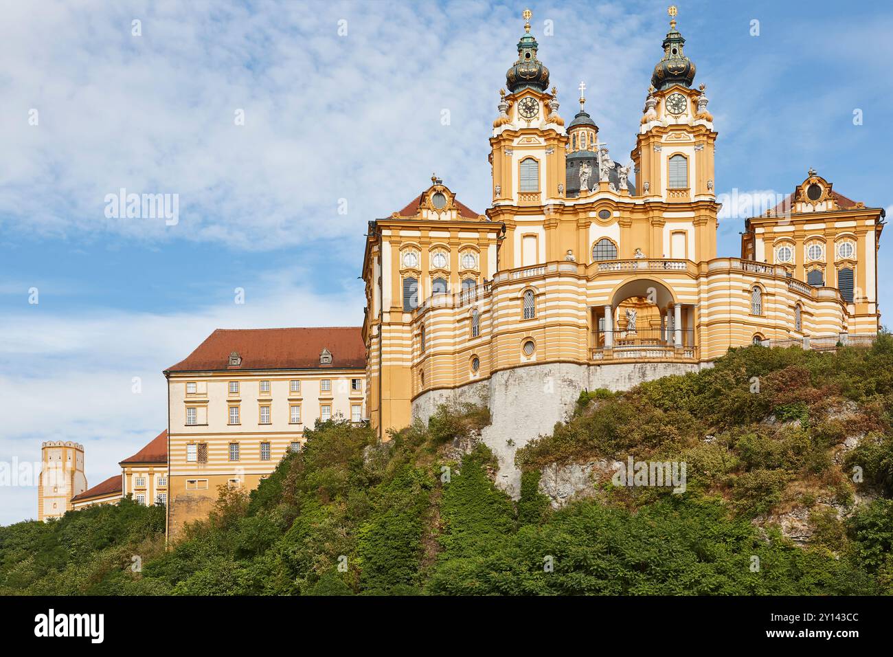 Historic Melk abbey facade. Wachau valley. Danube river. Austria Stock ...