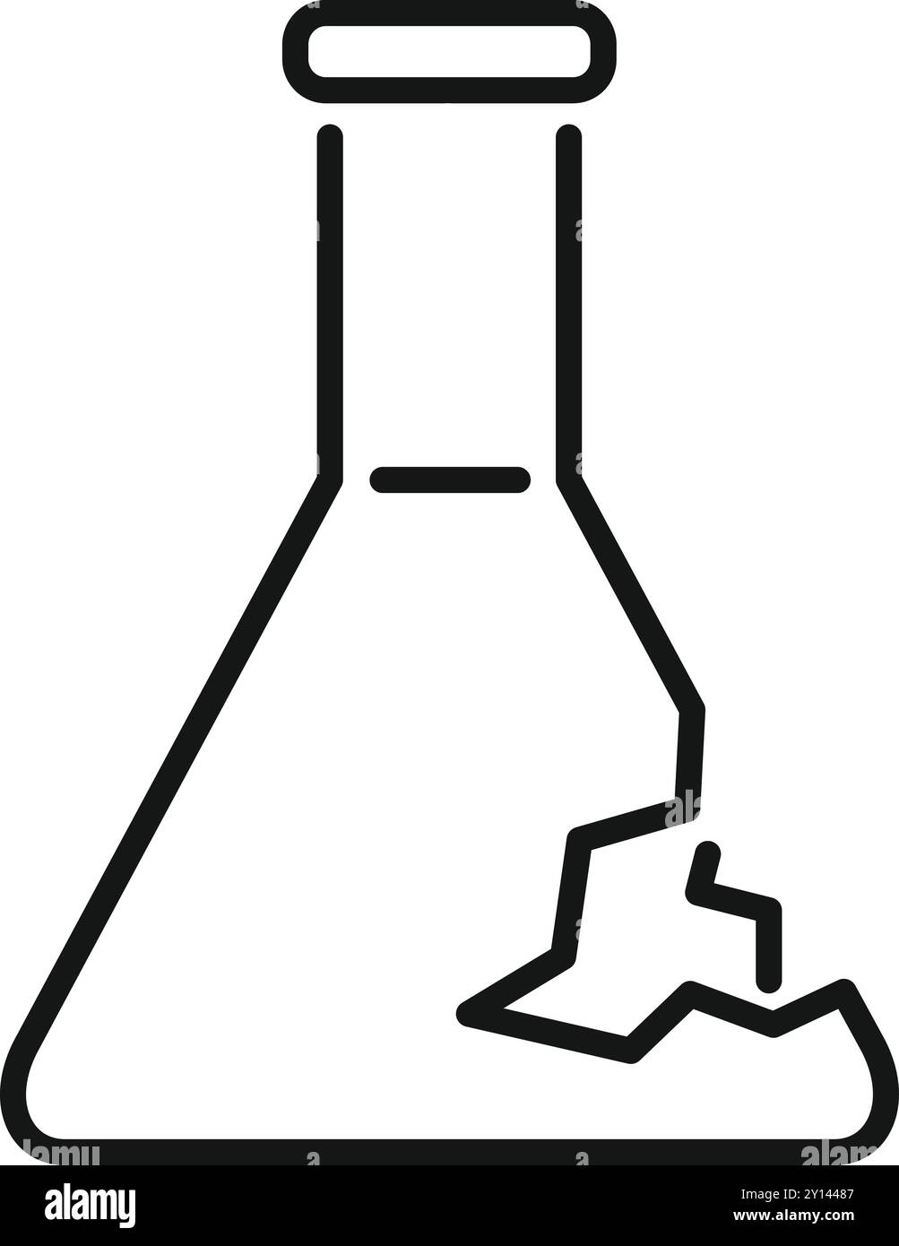 Simple and modern vector illustration of a broken chemical flask, representing danger and failed ...