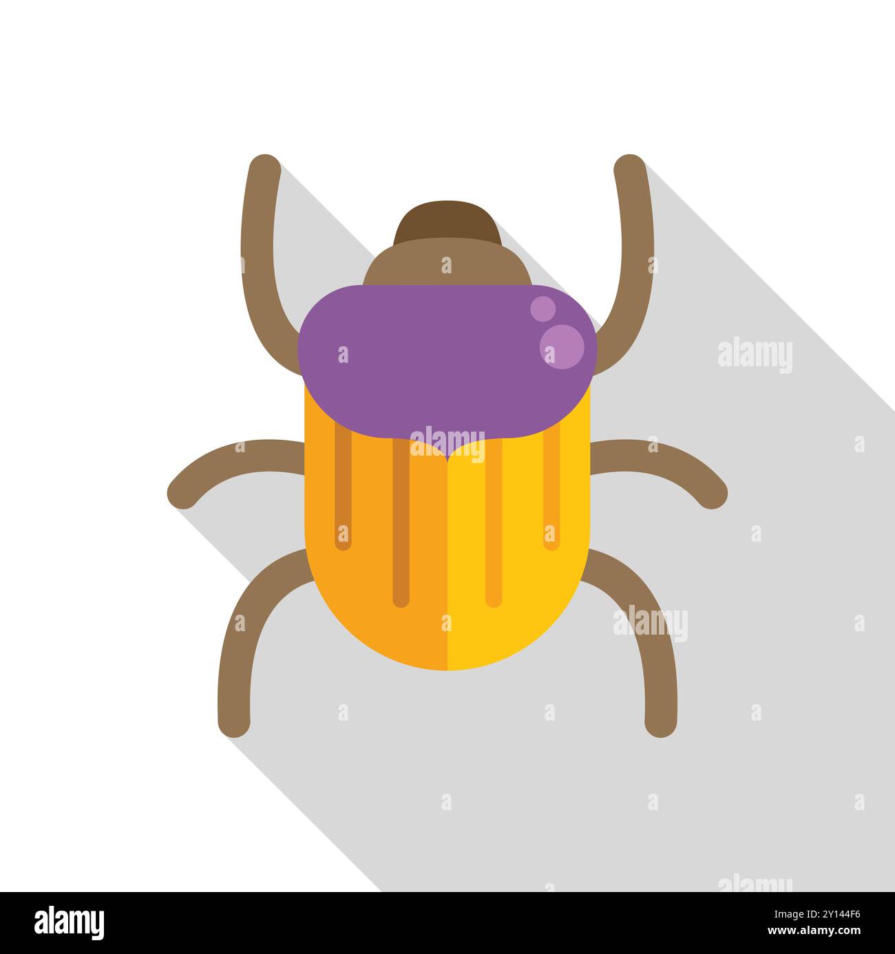 Yellow beetle insect crawling with purple shell icon Stock Vector Image ...
